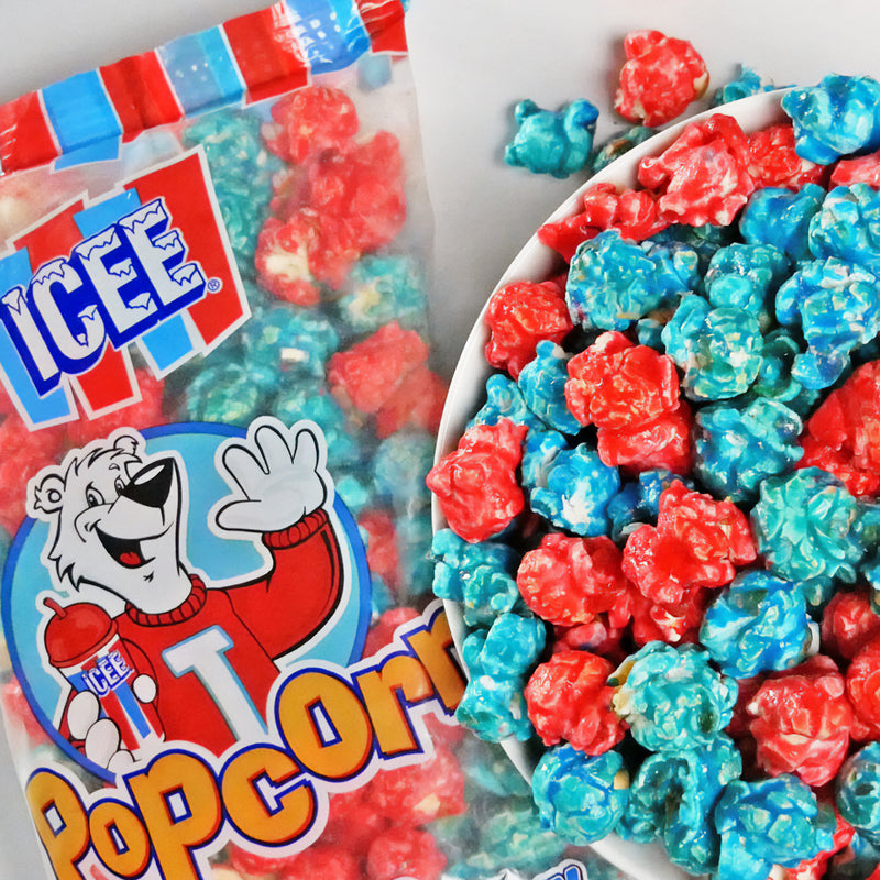 ICEE Cherry and Blue Raspberry Popcorn | Prepackaged Gourmet Popcorn ...