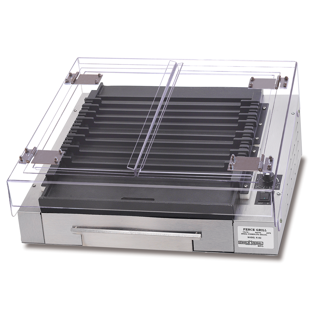 Hot Dog Roller Grill Accessories | Flat Fence Grill Sneeze Guard - Gold ...