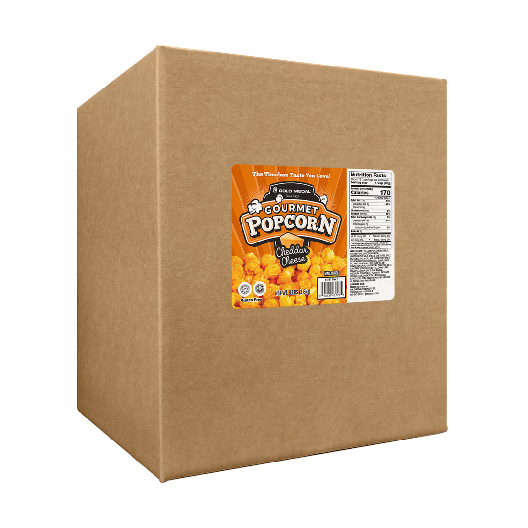 Cheddar Cheese Popcorn - 8-lb Bulk Bag in Box | Prepackaged Gourmet ...