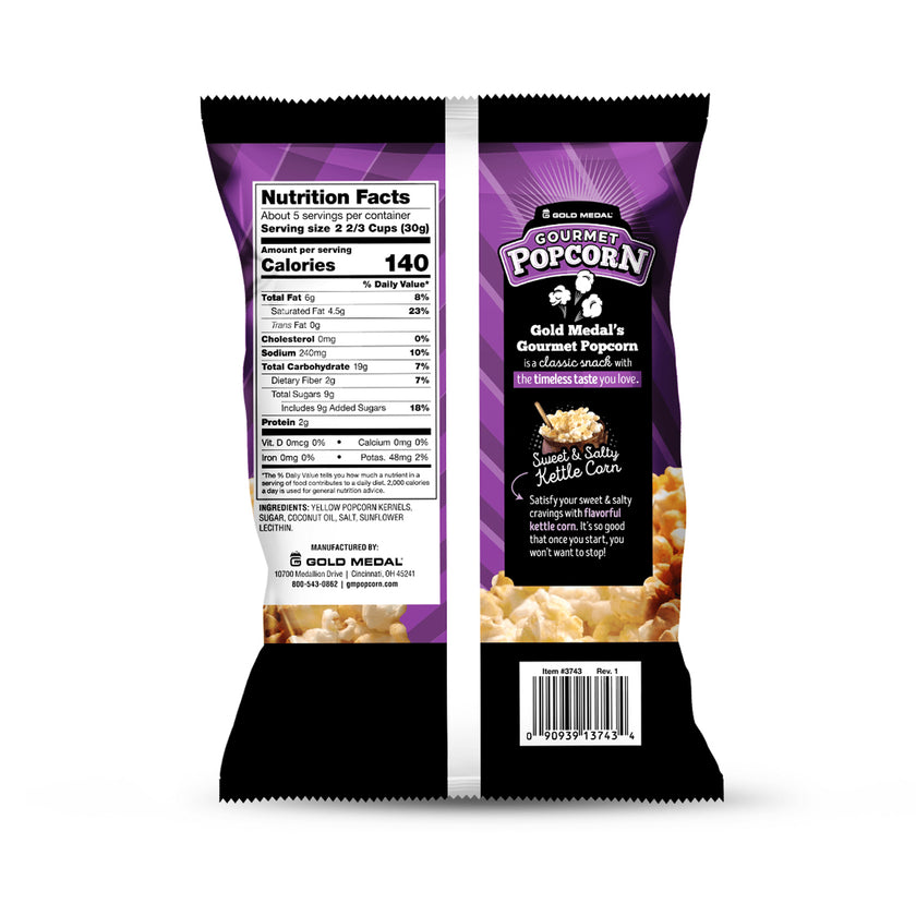 Kettle Corn - Large 5.5 oz bag | Prepackaged Gourmet Popcorn – Gold Medal
